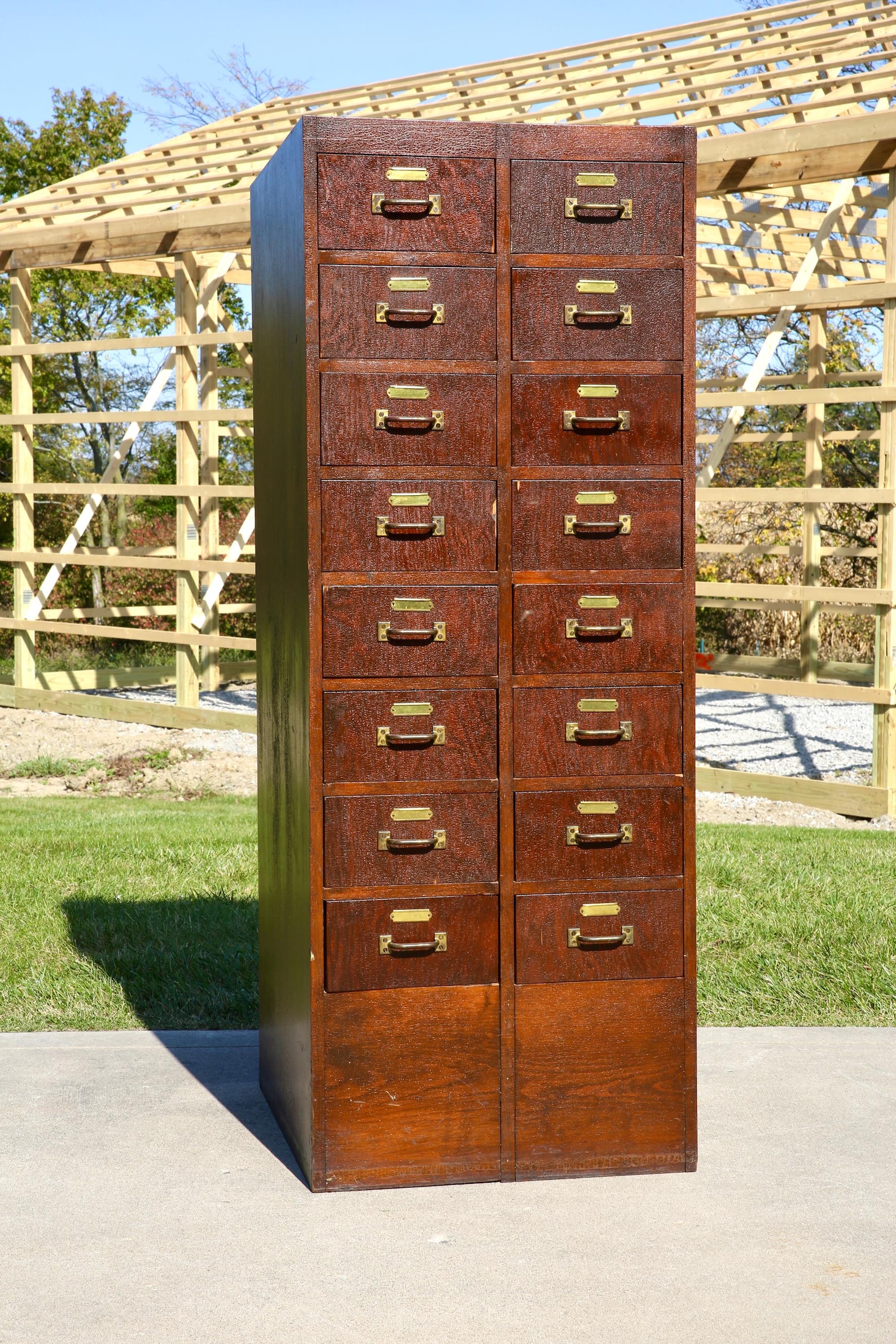 Vintage Wood Library Card Catalog Apothecary Drawer Cabinet Office File ...