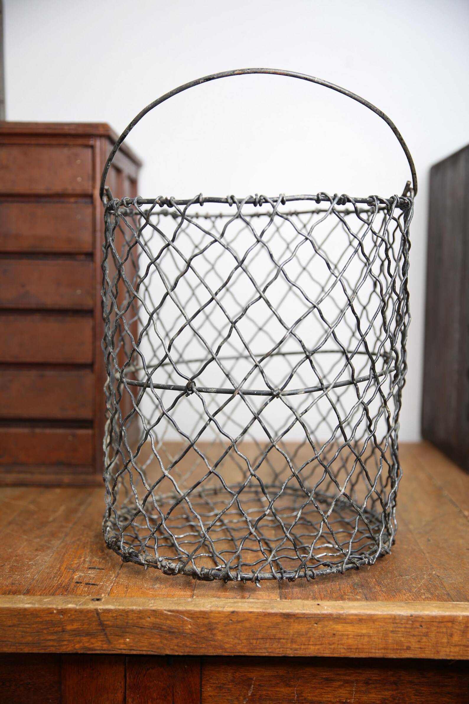 Vintage Industrial Wire Basket Gym Pool Locker Laundry Room Waste ...