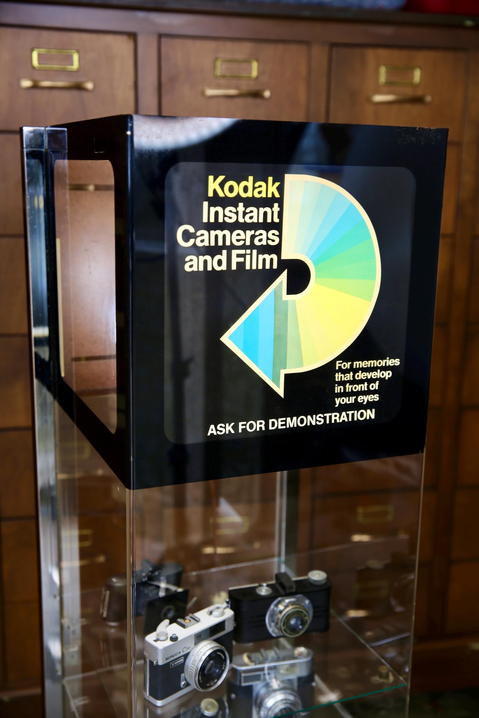 Vintage Kodak Camera Store Display Case Film Cabinet Light up Box RARE ...