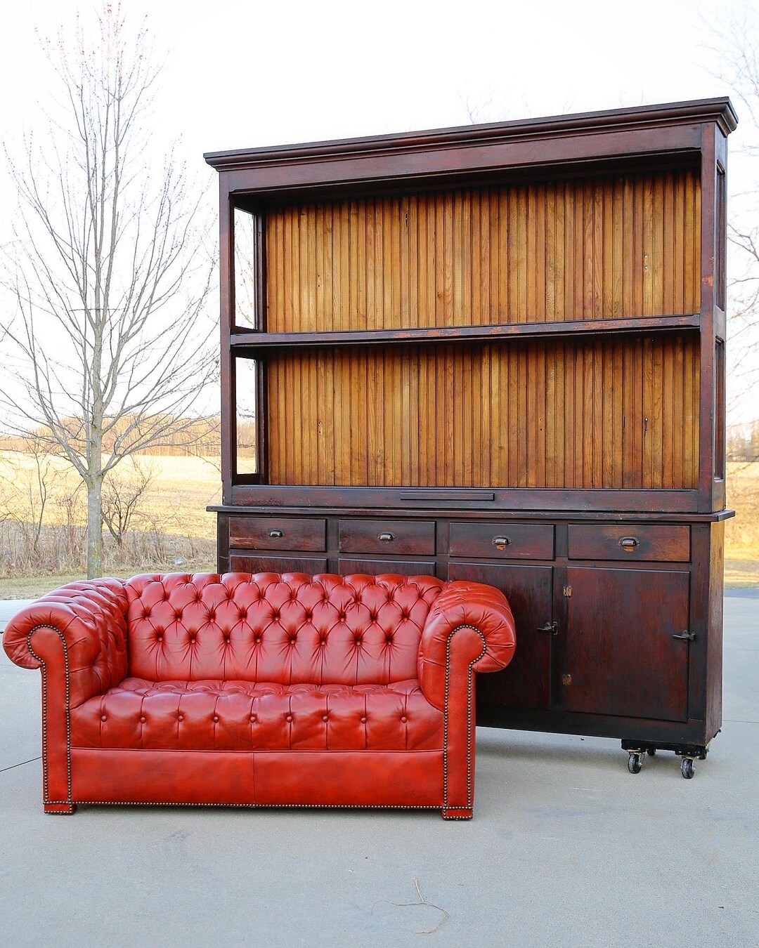 Antique Apothecary Cabinet Wood Counter Store Display Vintage Drug ...