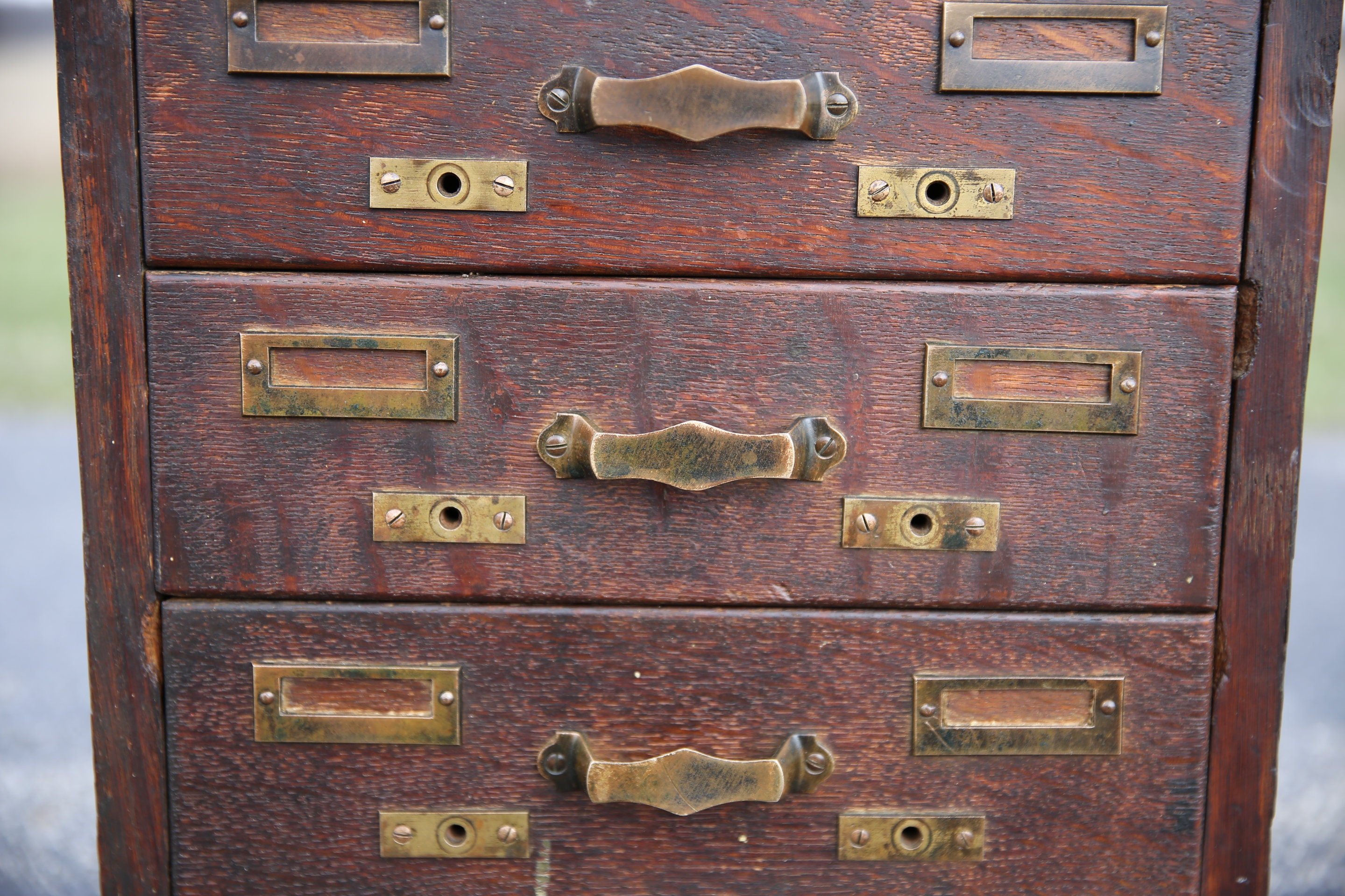 Antique Card Catalog 4 Drawer Oak Apothecary Cabinet Wood File Box ...