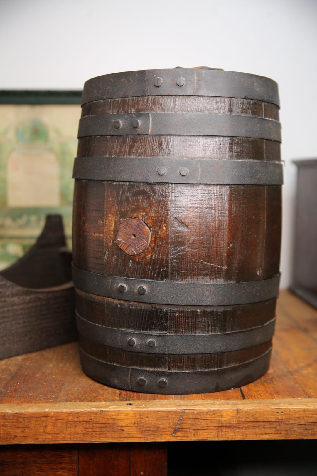 Antique Wood Beer Keg Barrel Whiskey Wine Vintage Stand Tap Original ...