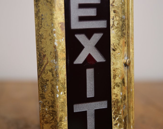 Vintage EXIT Sign Art Deco Light Lamp Brass With Red Frosted Glass ...