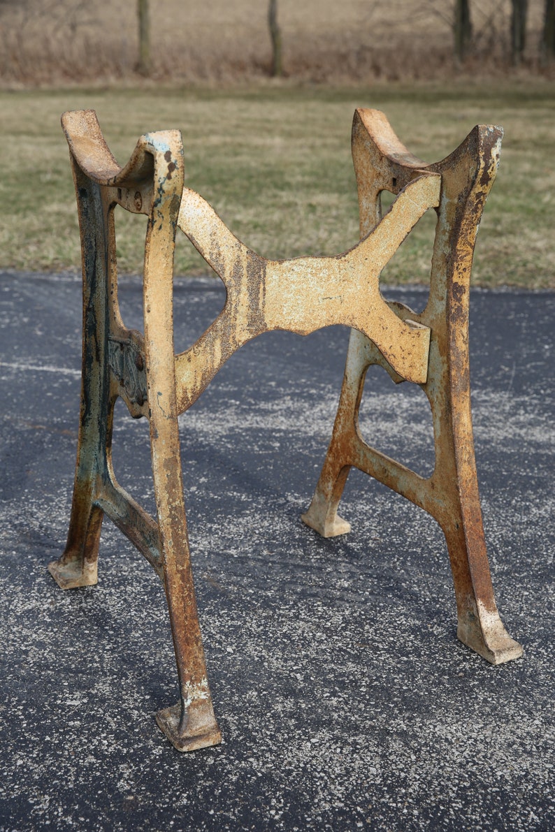 Antique Industrial Cast Iron Table Base Legs Machine Age - Etsy