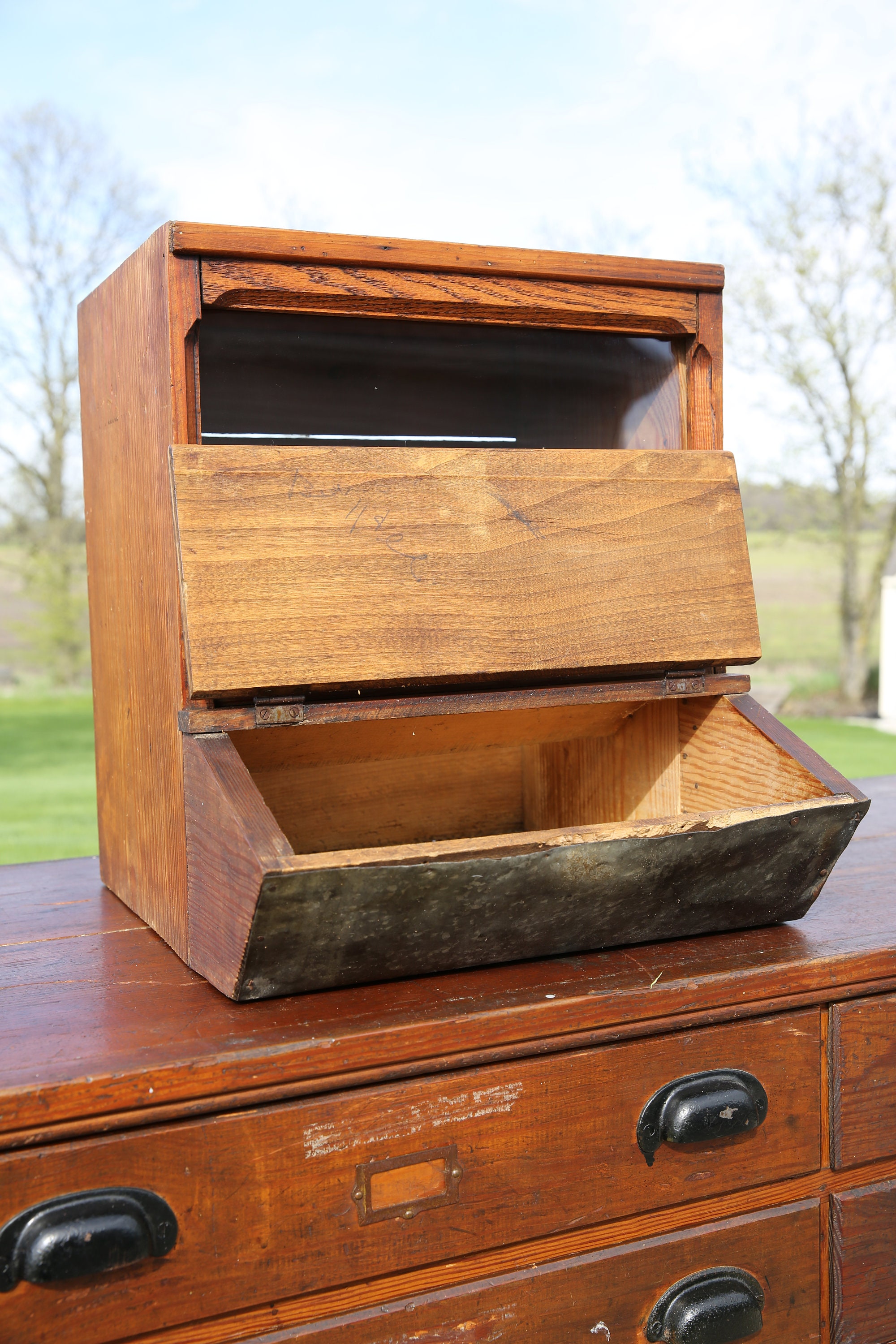 Antique Store Counter Peanut Candy Dispenser Wood Glass Display Case ...