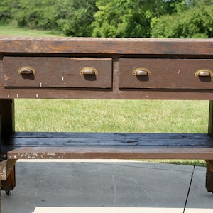 Antique Kitchen Island Apothecary Drawer Wood Counter Vintage Workbench ...