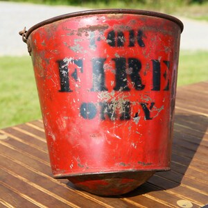 Antique Fire Bucket Metal Pail New York City Railroad Vintage Fireman ...
