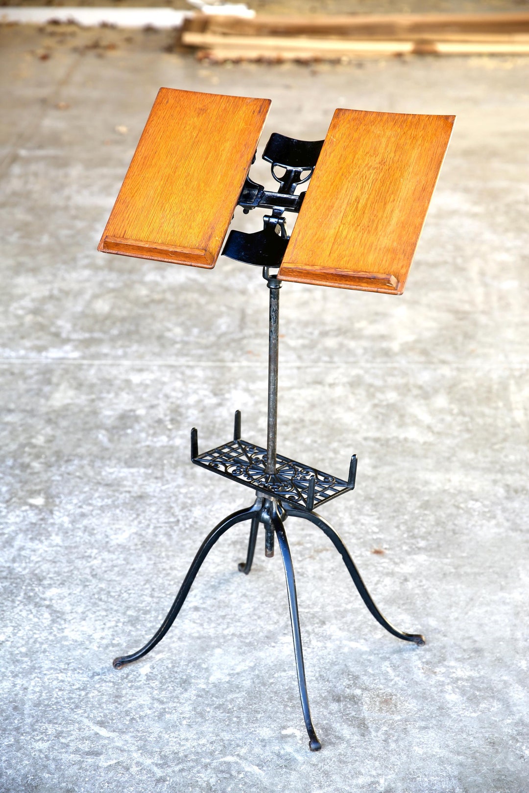 Antique Cast Iron Oak Bible Book Dictionary Stand 1886 Victorian Sheet ...