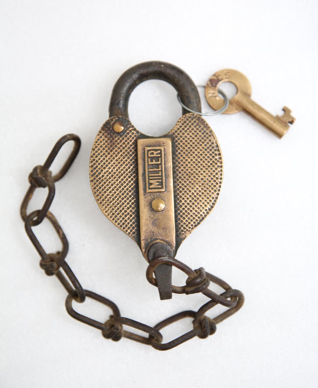 Antique Miller Brass Padlock New York Railroad System Vintage Lock With ...