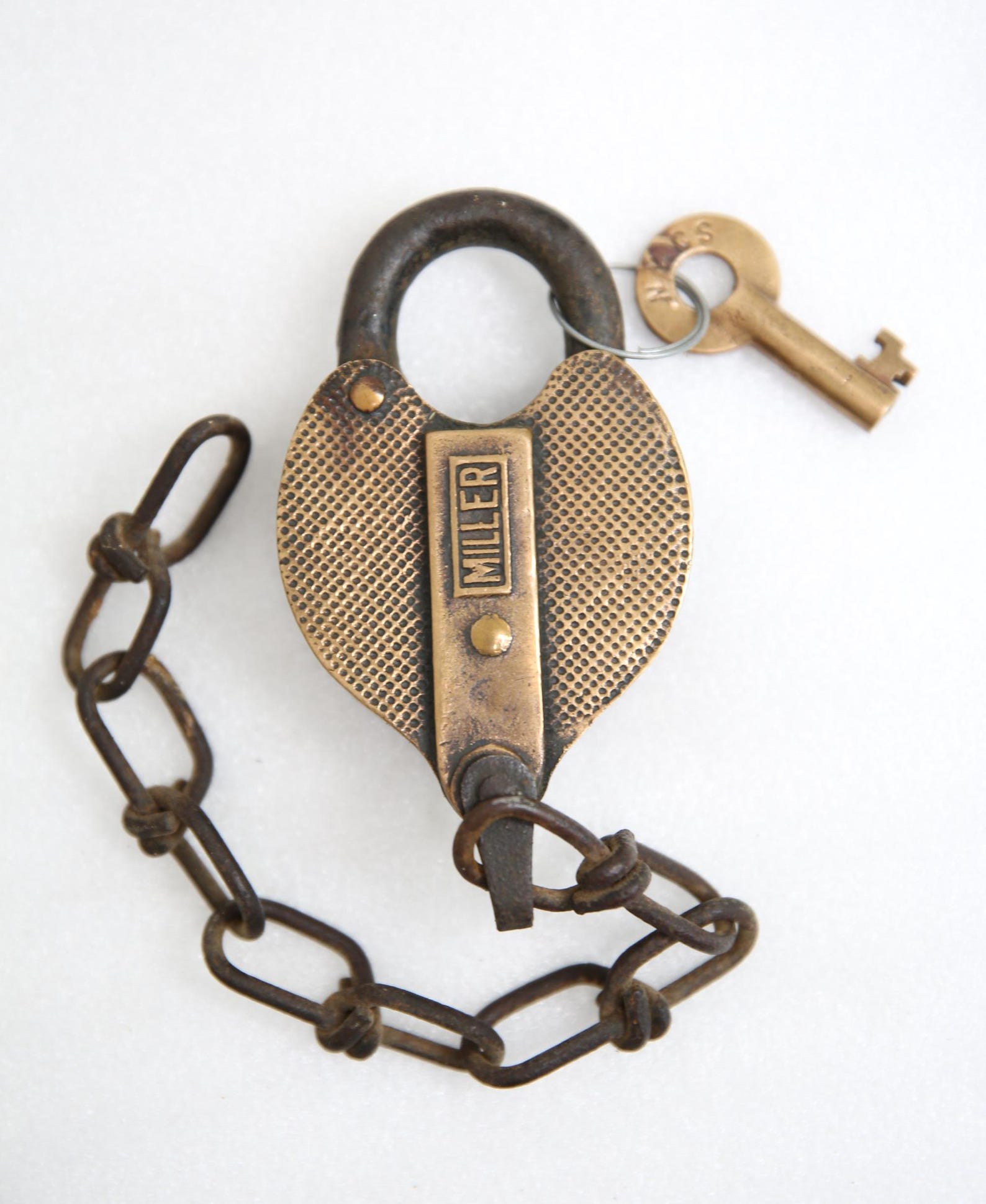 Antique Miller Brass Padlock New York Railroad System Vintage Lock With ...