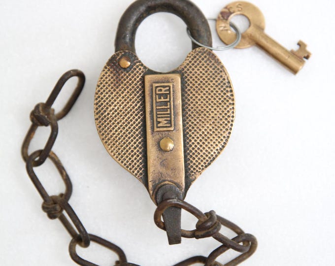 Antique Miller Brass Padlock New York Railroad System Vintage Lock With ...