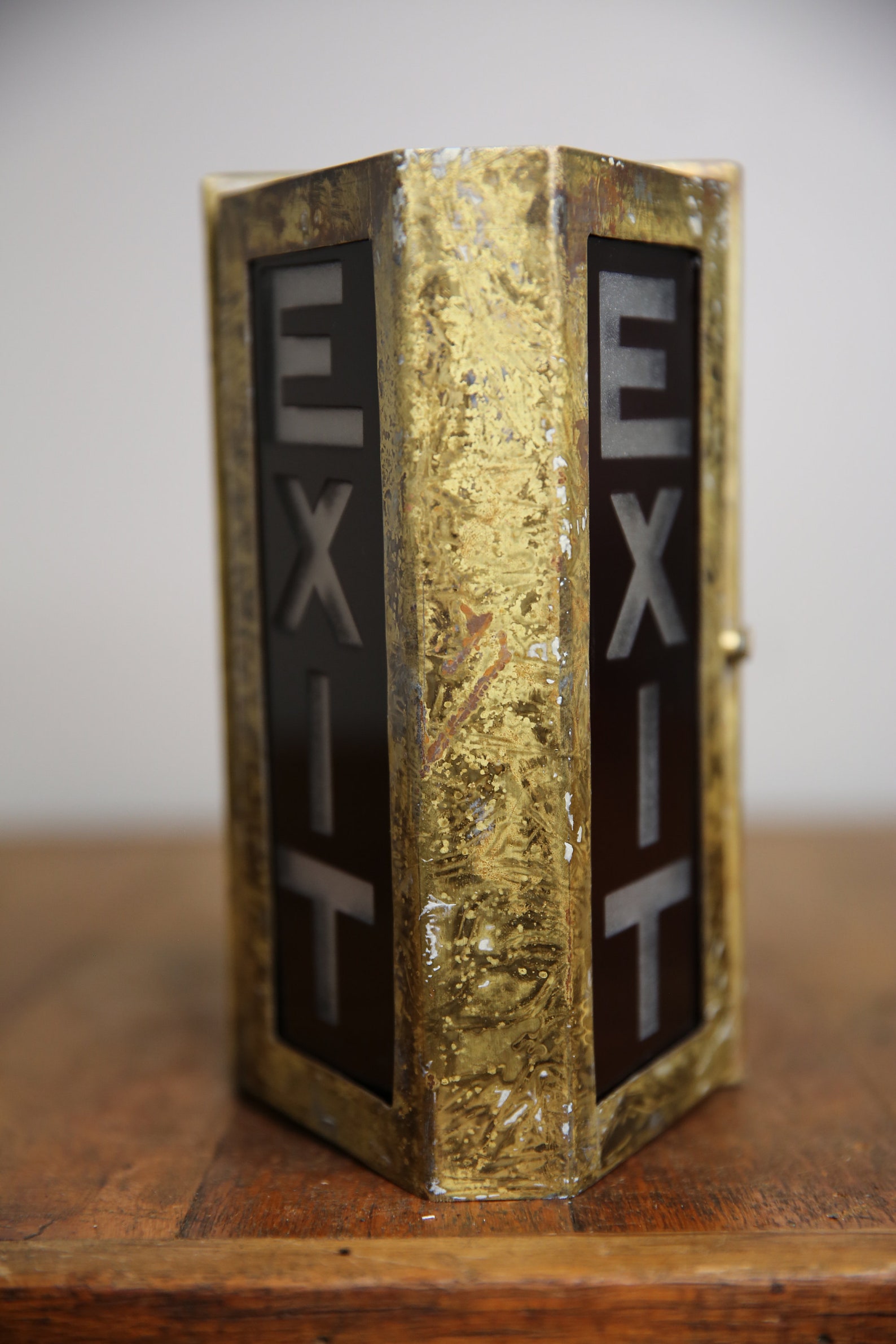 Vintage EXIT Sign Art Deco Light Lamp Brass With Red Frosted Glass ...