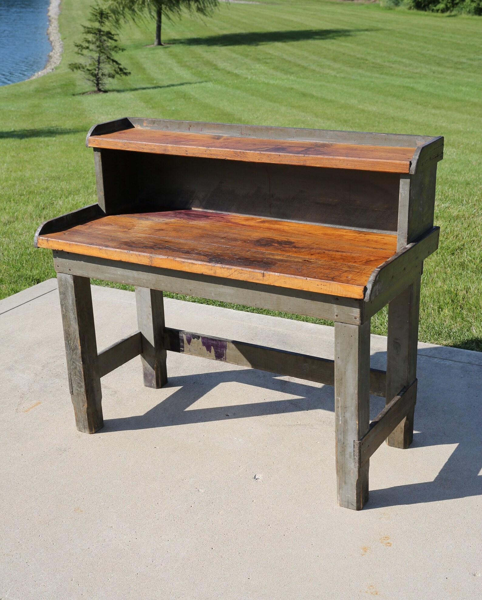 Antique Workbench Counter Industrial Kitchen Island Farmhouse Country ...