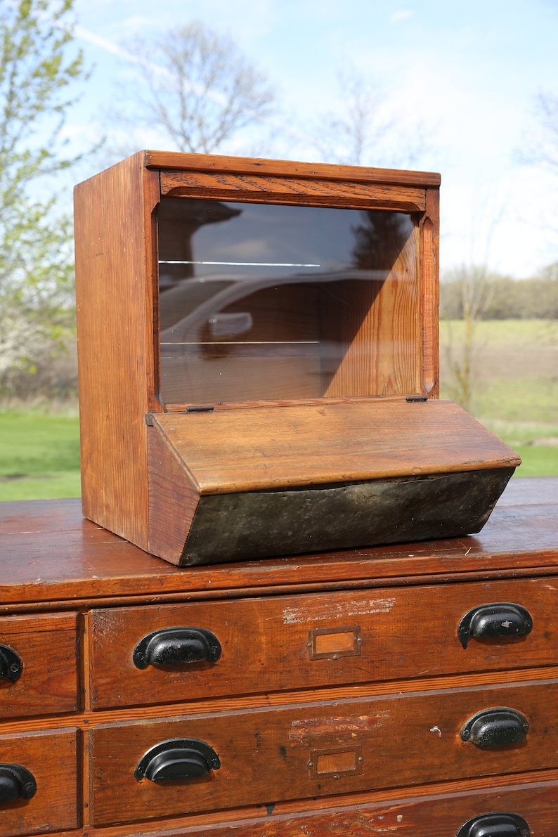 Antique Store Counter Peanut Candy Dispenser Wood Glass Display Case ...