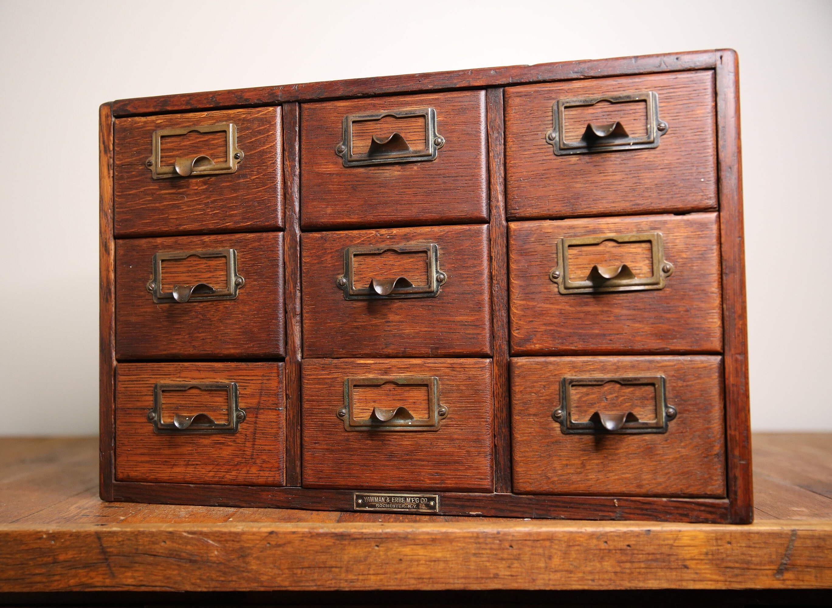 Antique Library Card Catalog Yawman & Erbe Tiger Oak Wood 9 - Etsy