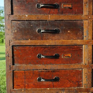 Antique Apothecary Cabinet Document File Map Wood Drawer Storage ...