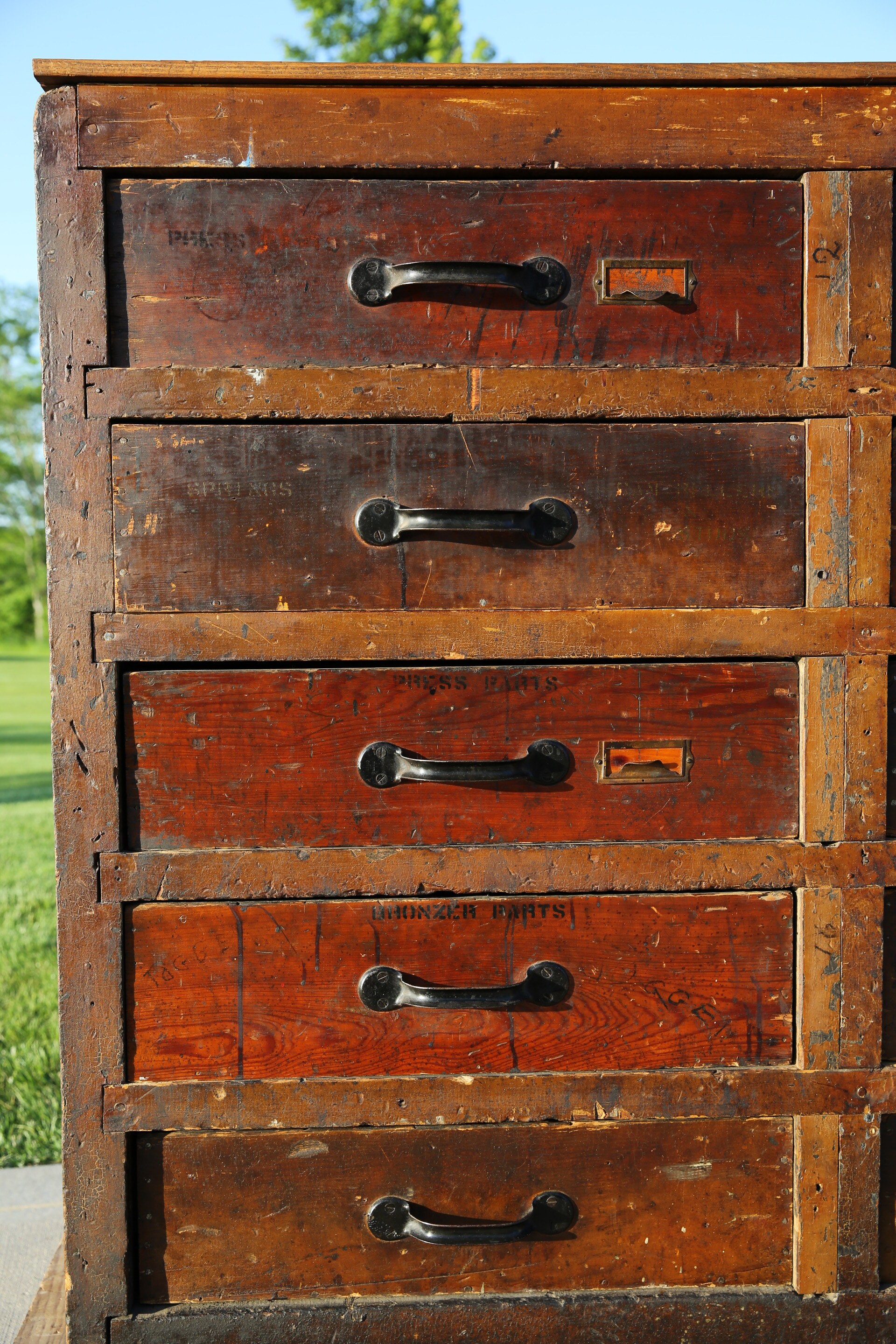 Vintage Industrial Wood Drawer Cabinet Map Apothecary Cabinet 10 Drawer ...