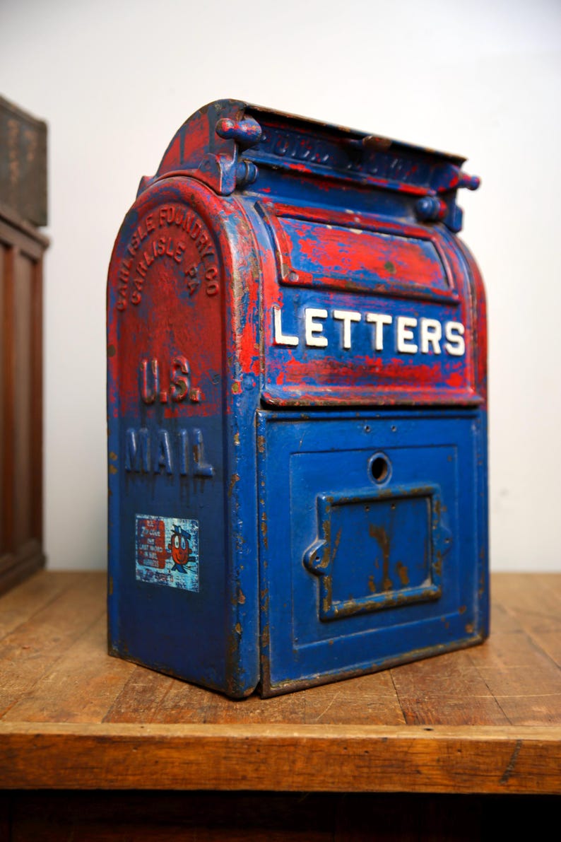 Antique 1940 USPS Cast Iron Mailbox US Post Office Original Carlisle ...
