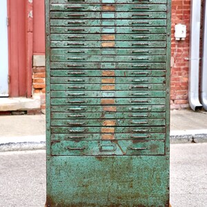 Vintage Typeset Letterpress Cabinet Industrial Metal Apothecary Drawer ...