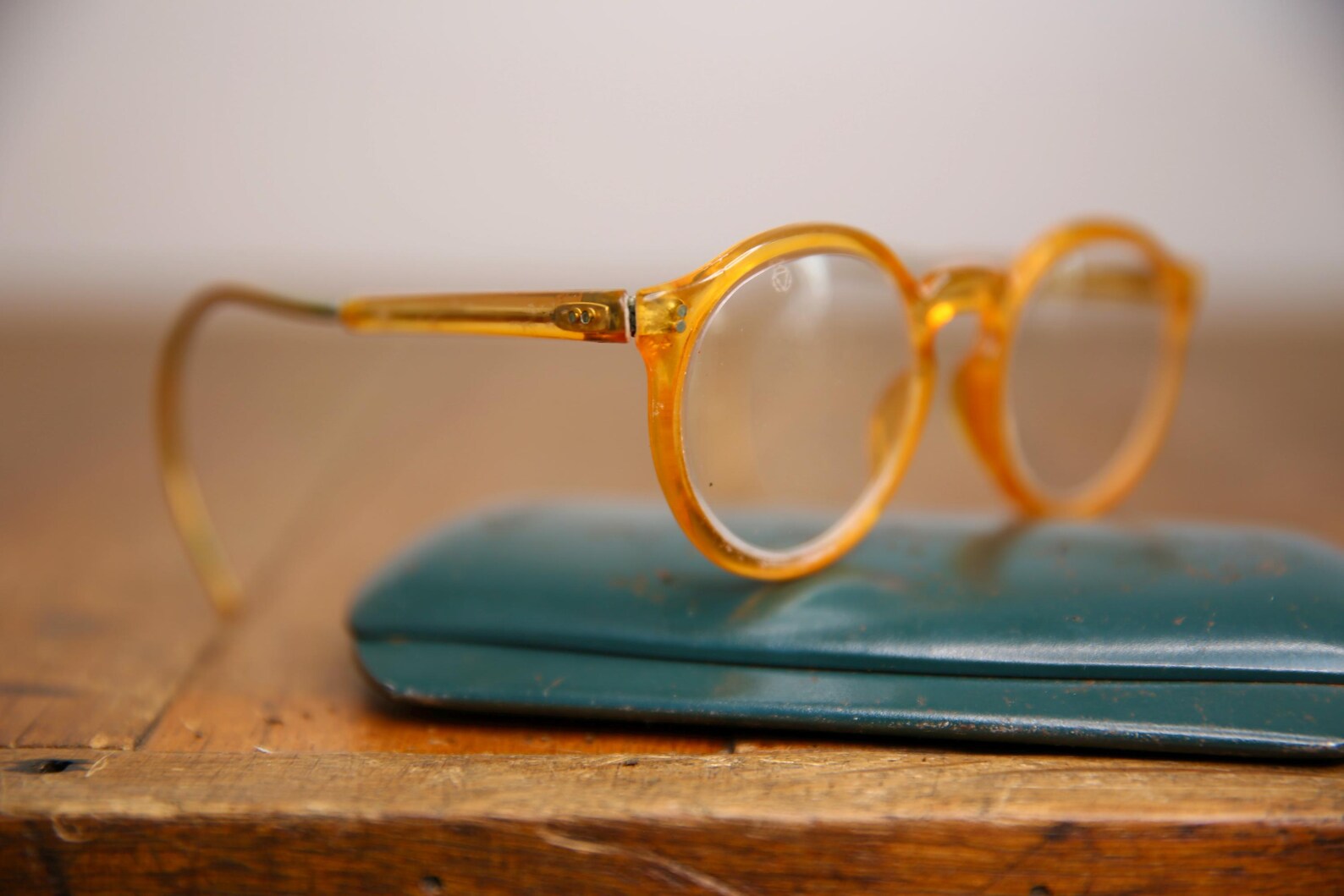 Vintage American Optical Eyeglasses Orange Clear Round Frames Glasses ...