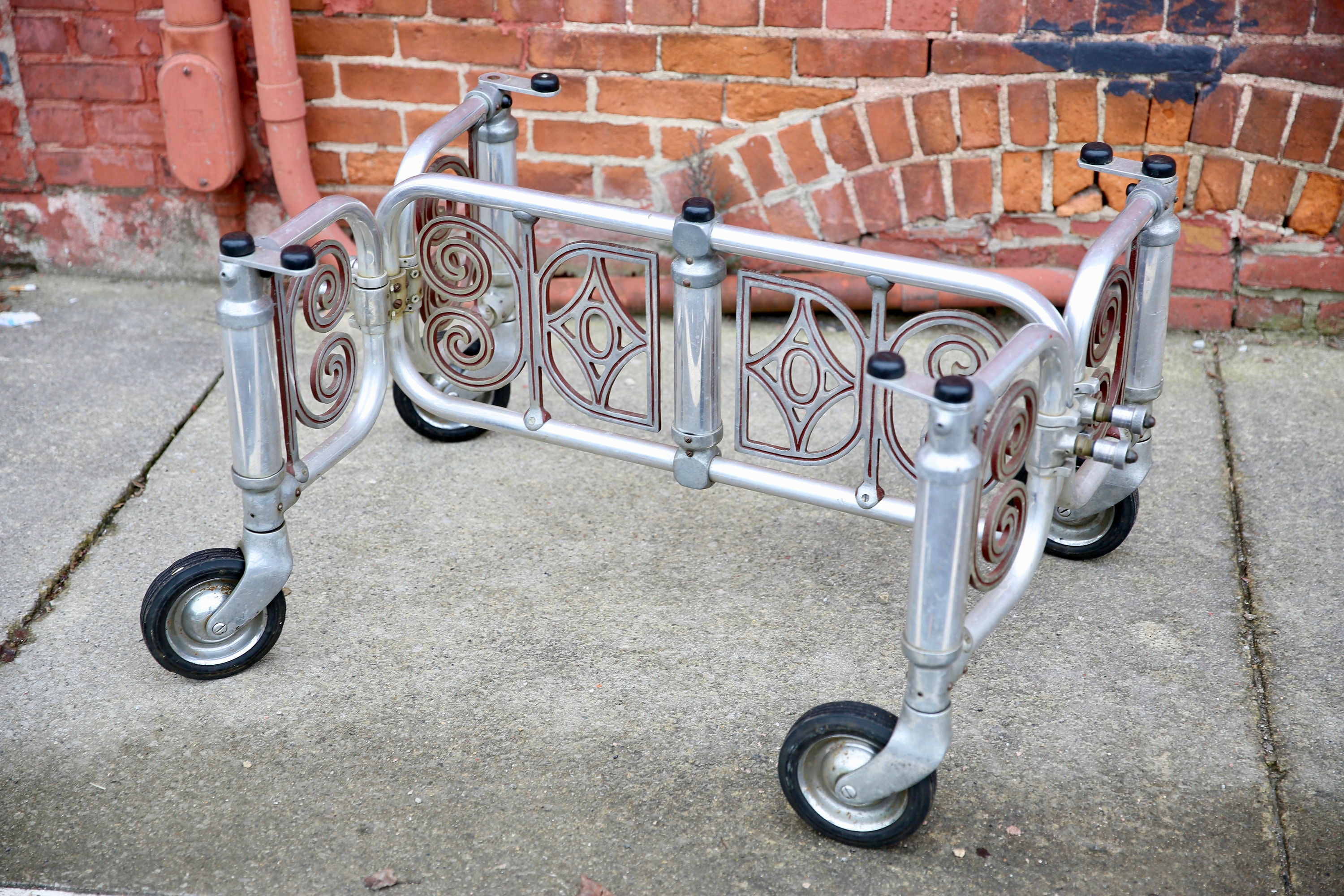 Vintage Funeral Folding Cart Trolley Coffin Stand Casket Coffee Table ...
