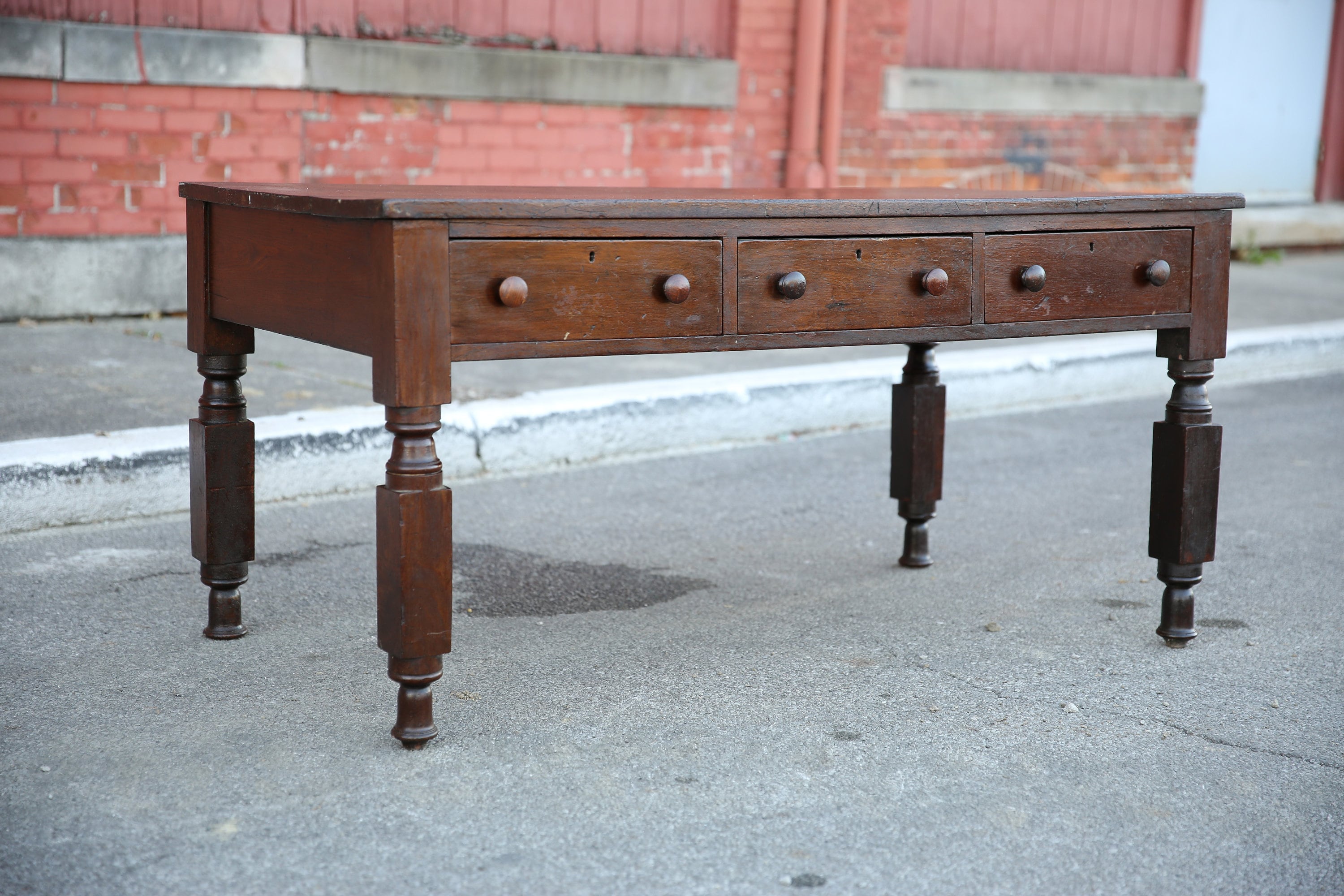 Antique Kitchen Table Island Butcher Apothecary Drawer Wood Legs Dining ...