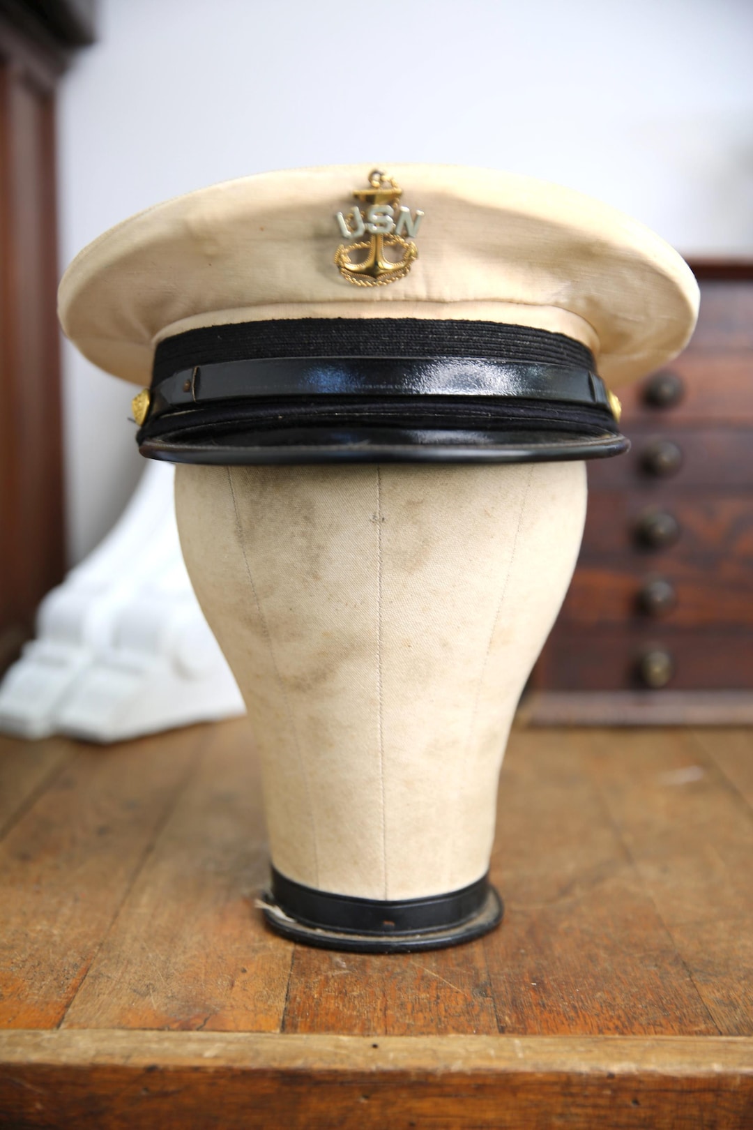 WW2 US Navy Badge Chief Petty Officer Hat Cap Vintage Military Antique ...
