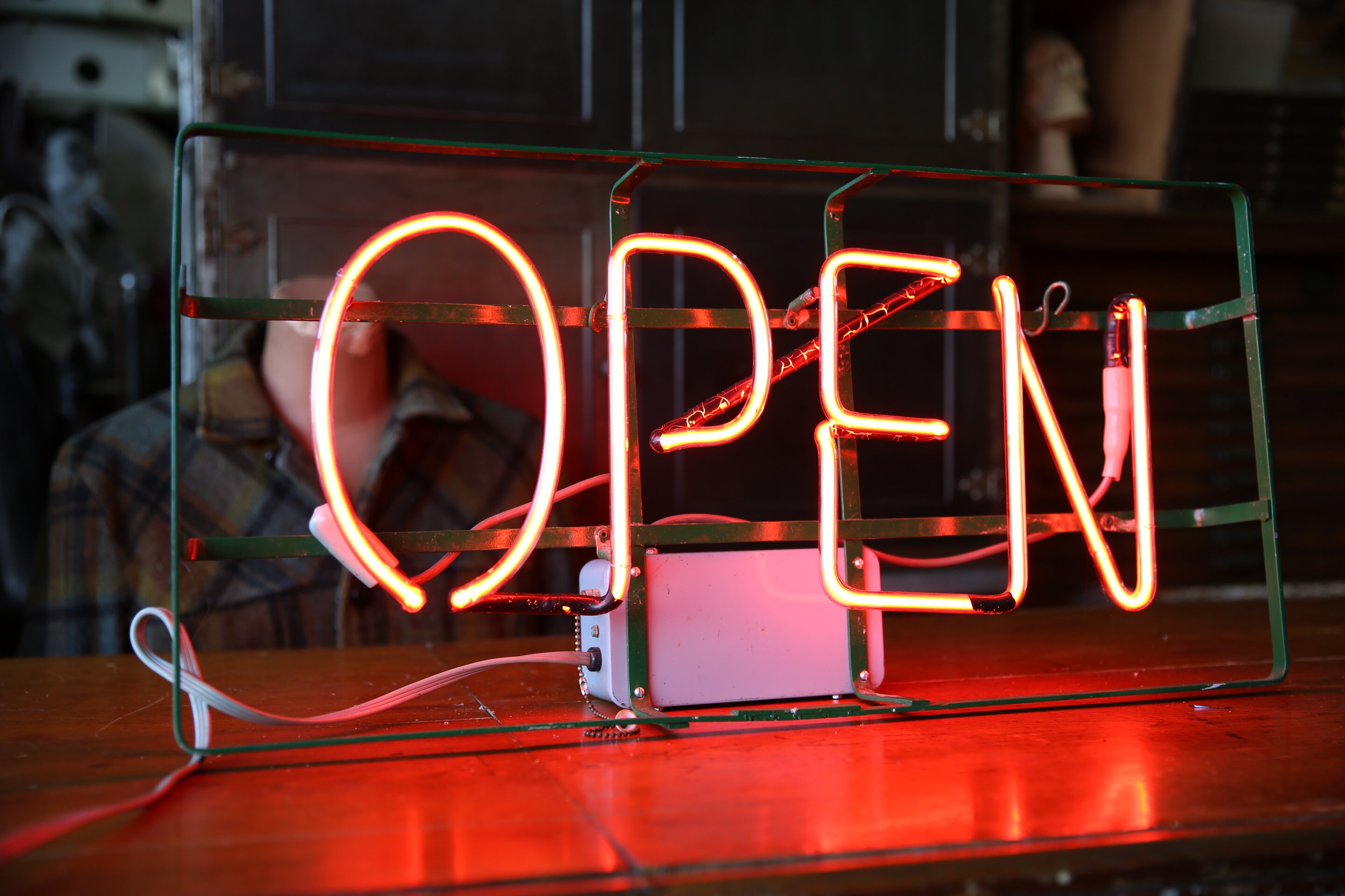 Vintage Neon Open Sign Retail Store Display Lighted Neon Bar Sign With ...