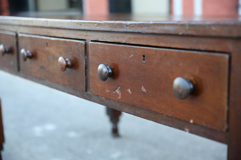 Antique Kitchen Table Island Butcher Apothecary Drawer Wood Legs Dining ...
