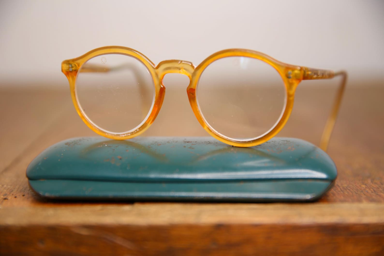 Vintage American Optical Eyeglasses Orange Clear Round Frames Glasses ...