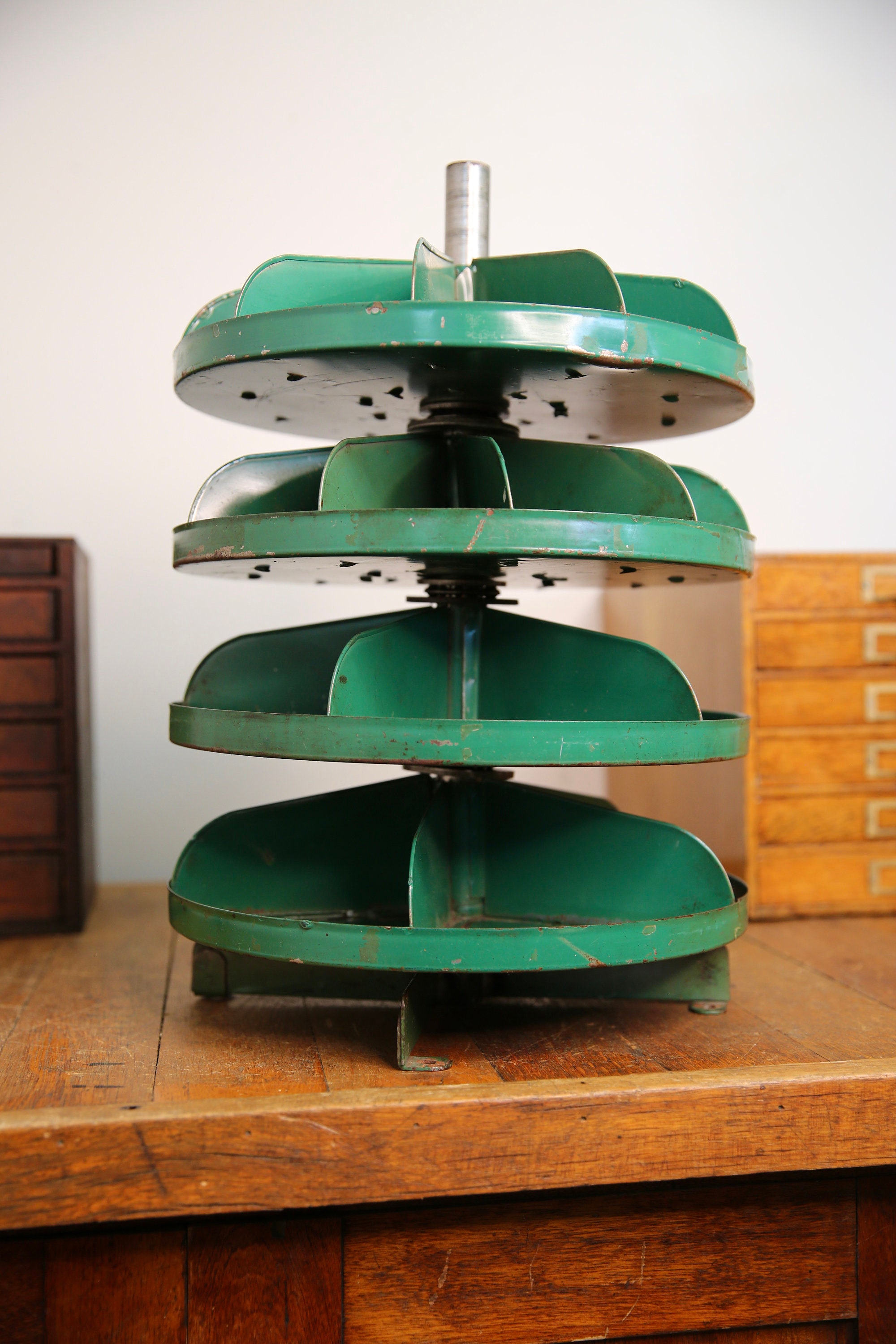 Vintage Industrial Rotating Parts Tool Bin Metal Countertop Shop ...