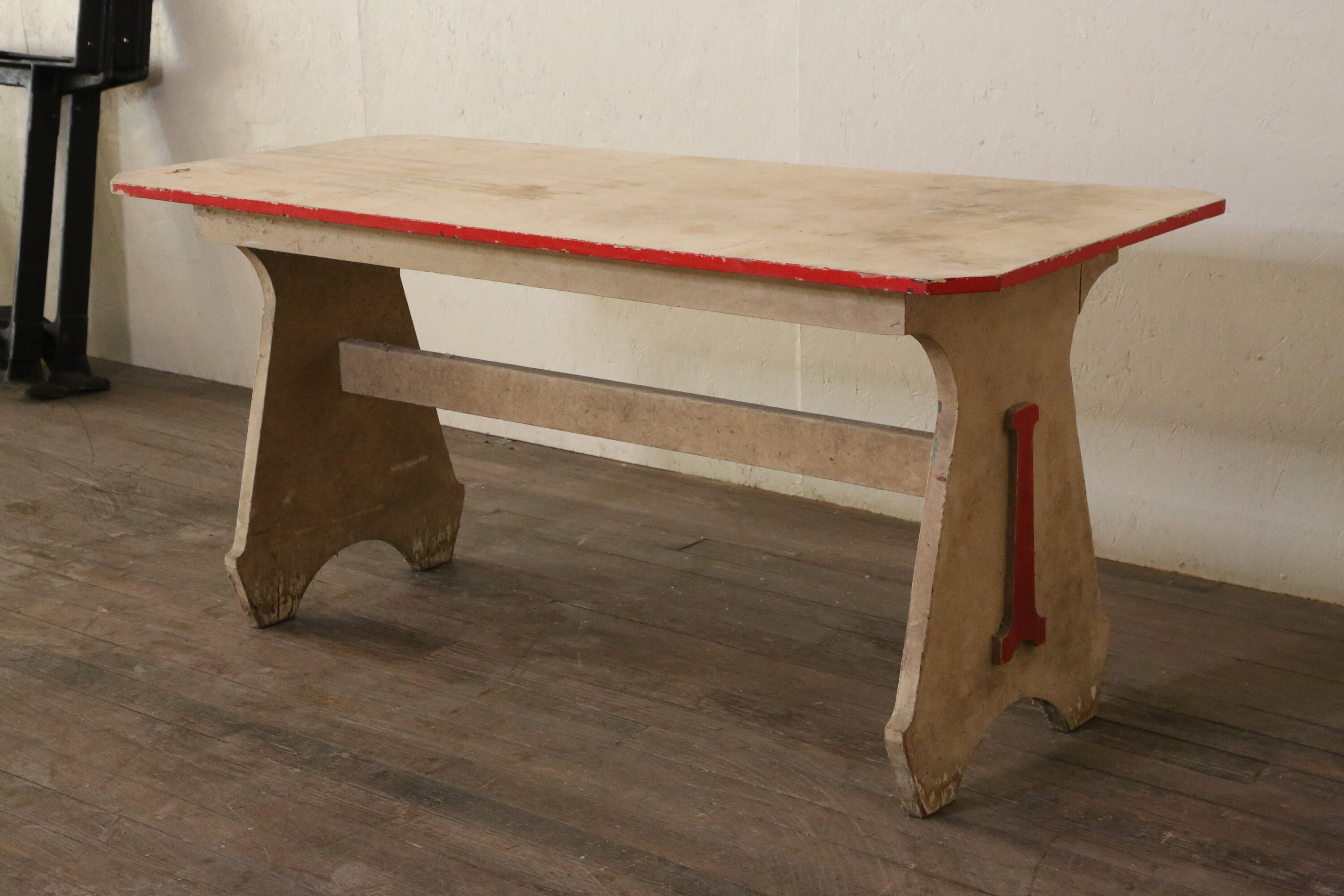 Antique White and Red Trestle Table Dining Room Farmhouse - Etsy