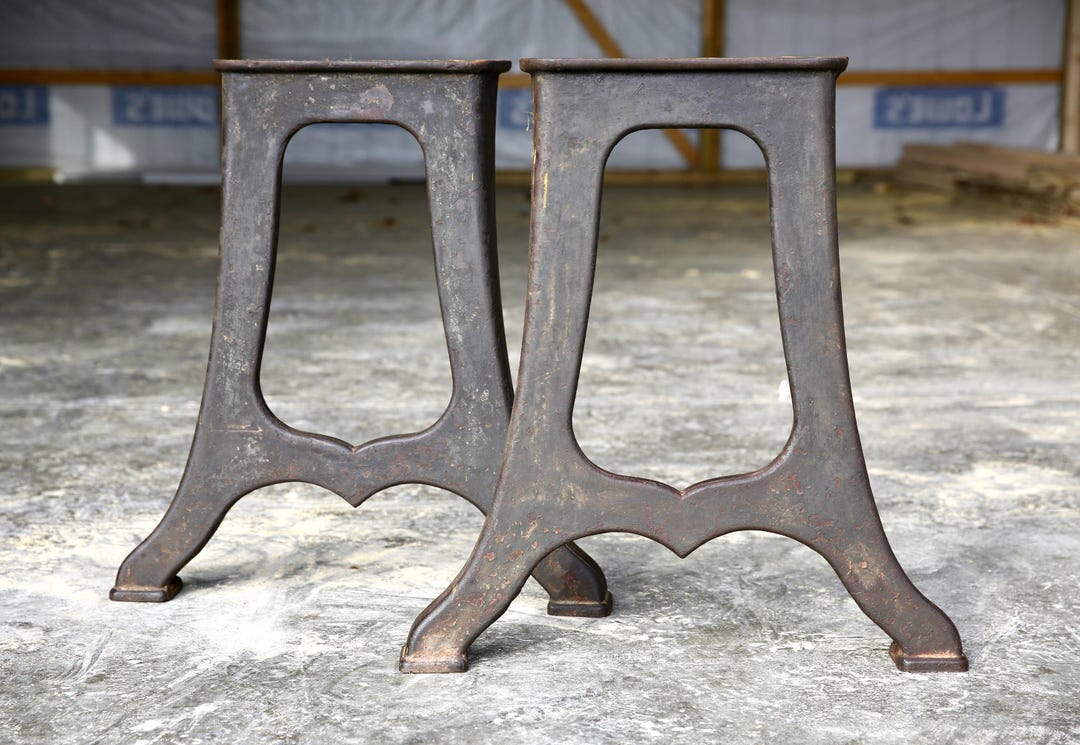 Vintage Table Legs Cast Iron Industrial Workbench Desk Kitchen Island ...