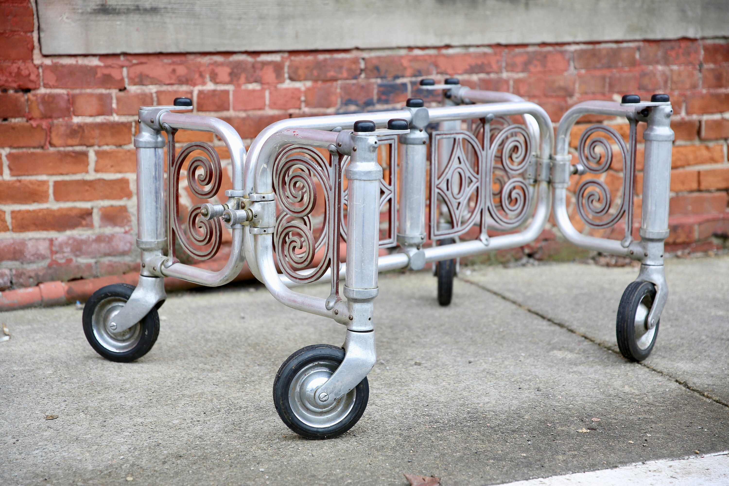 Vintage Funeral Folding Cart Trolley Coffin Stand Casket Coffee Table ...