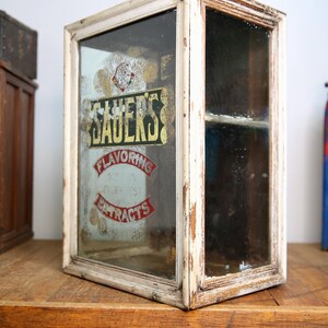Antique Sauer's Extract Glass Display Cabinet Countertop Store Wood ...
