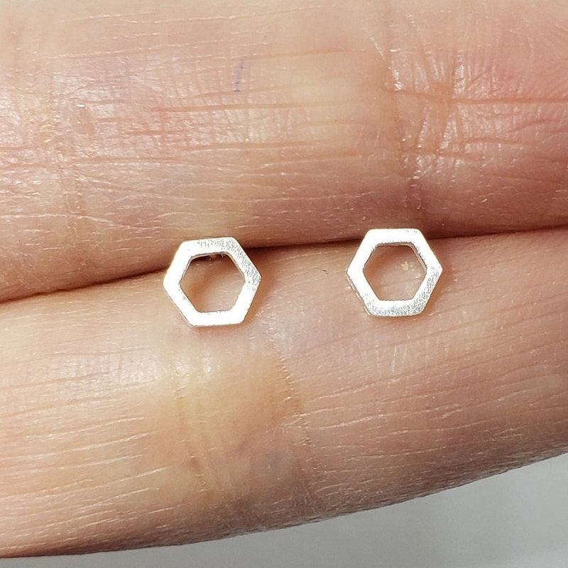 Hexagon Stud Earrings - Etsy
