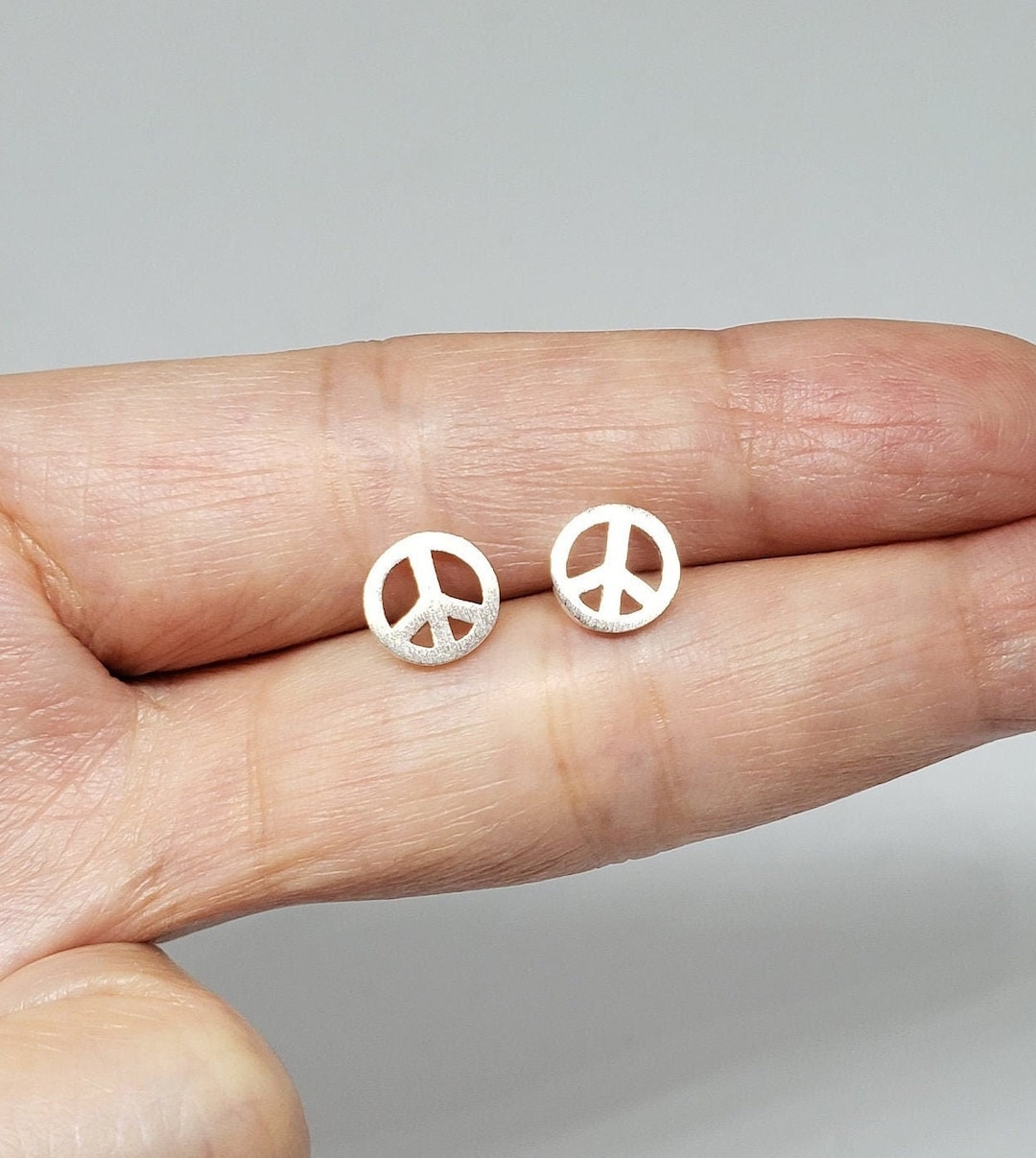 Sterling Silver Peace Earrings Silver Peace Sign Stud - Etsy.de