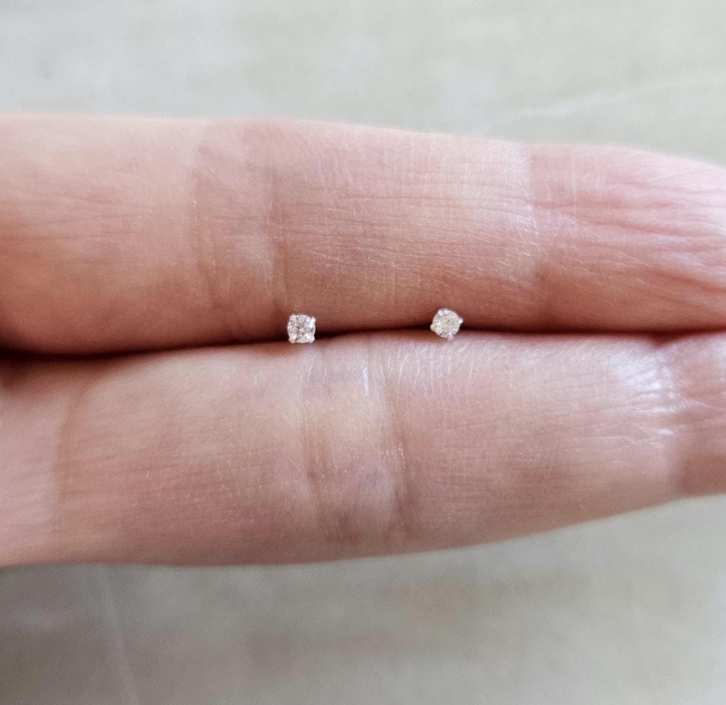 Sterling Silver Minimal Stone Earrings | Dainty Small Rhinestone ...