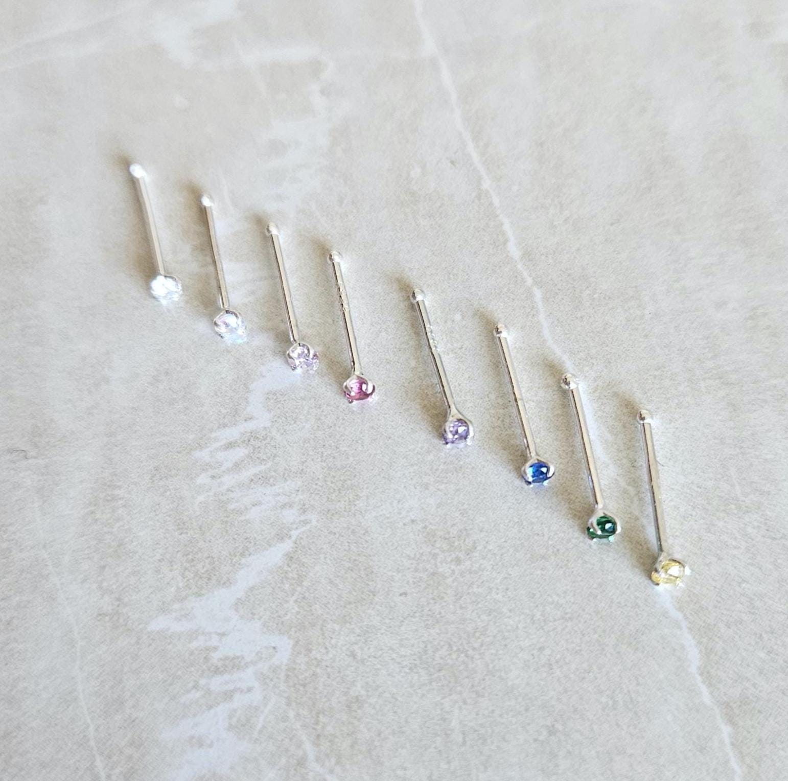 Sterling Silver Minimal Stone Earrings | Dainty Small Rhinestone ...
