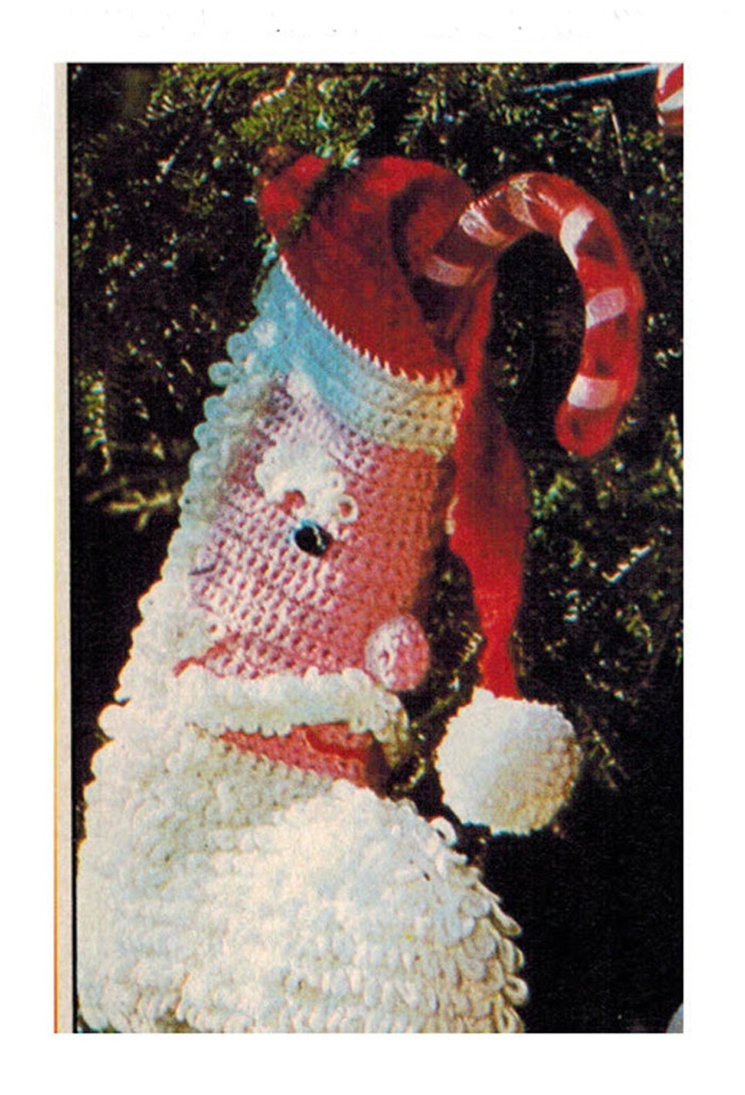 70's Crochet Loopy Christmas Santa Stocking Vintage Pattern Great ...
