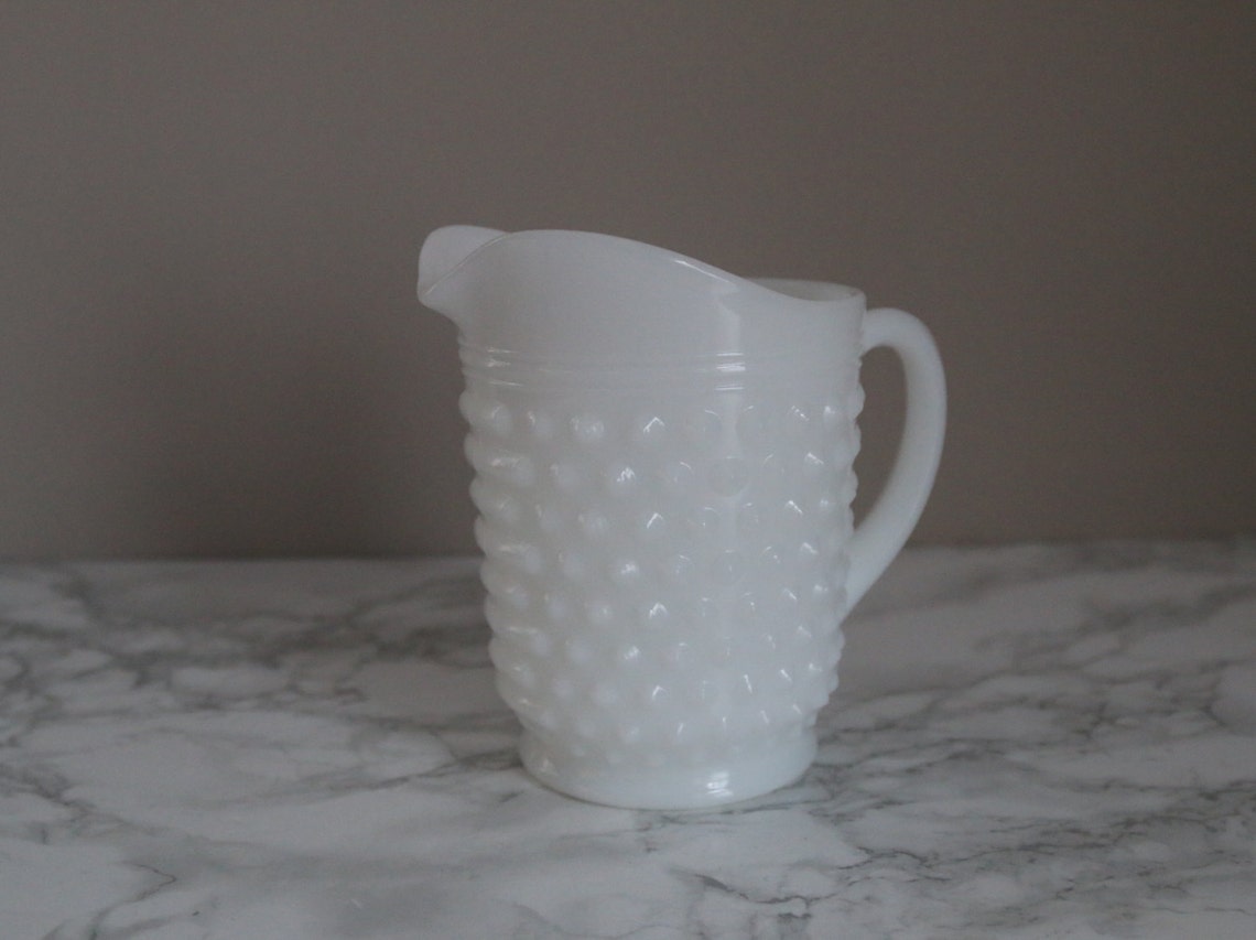 Small White Milk Glass Pitcher - Etsy
