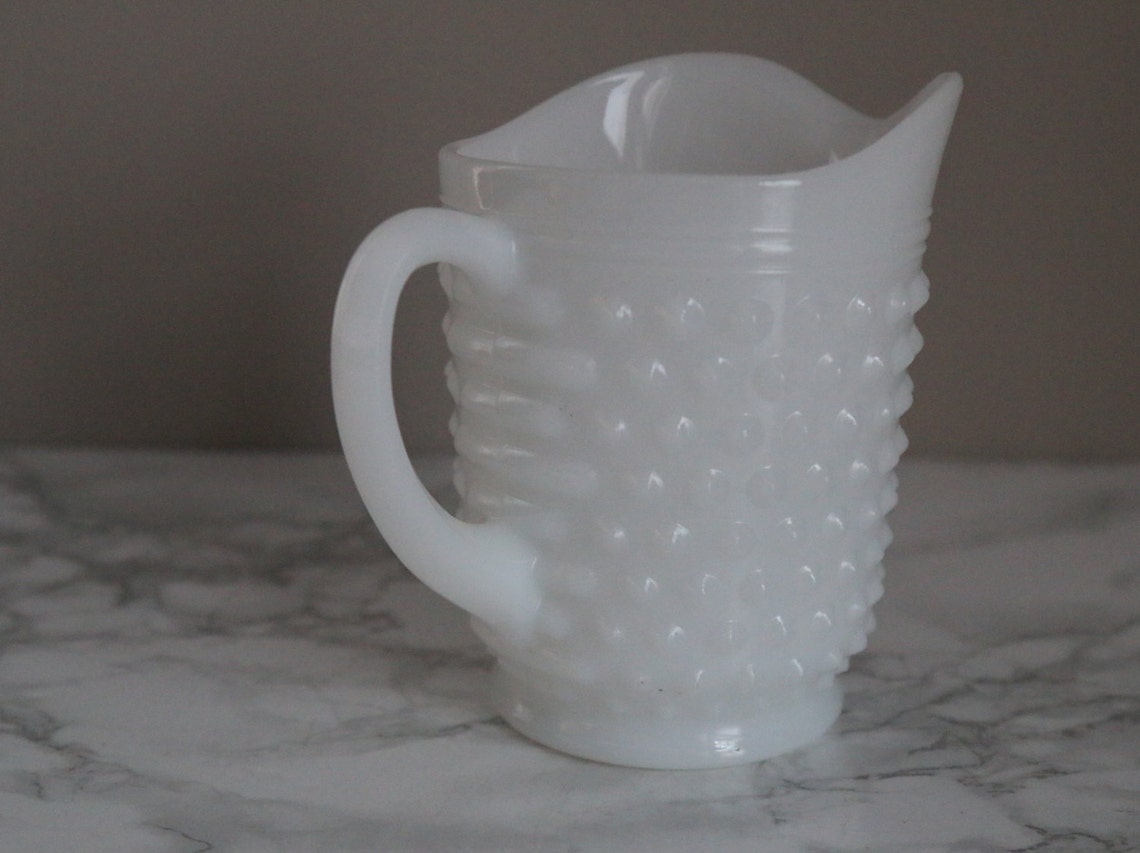 Small White Milk Glass Pitcher | Etsy