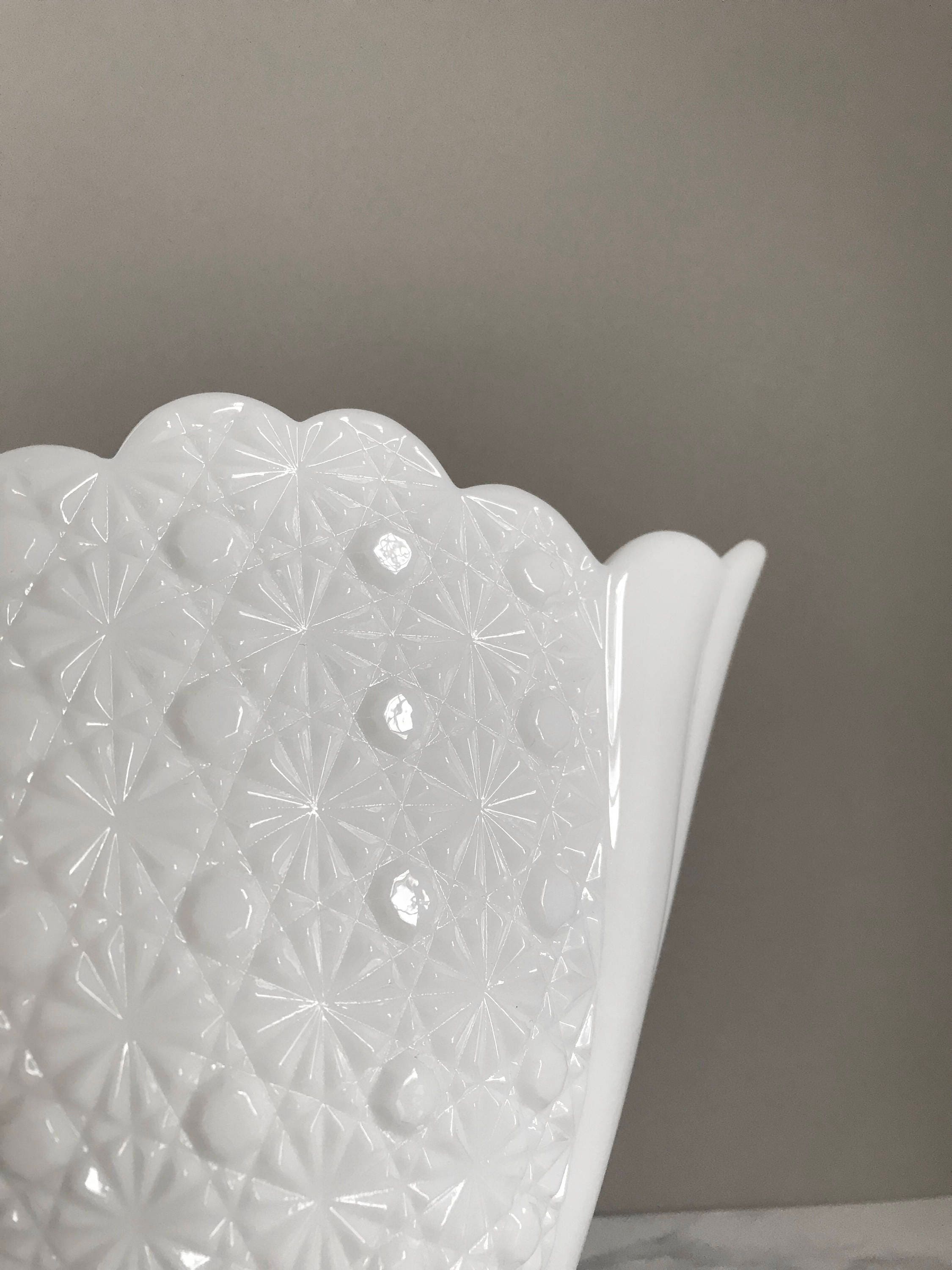 Vintage Fenton Daisy and Button Pattern White Milk Glass Flared Vase - Etsy