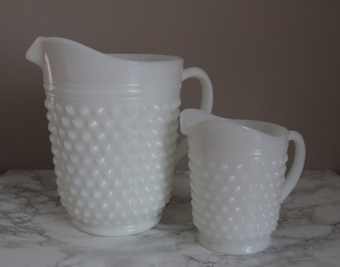 Small White Milk Glass Pitcher - Etsy