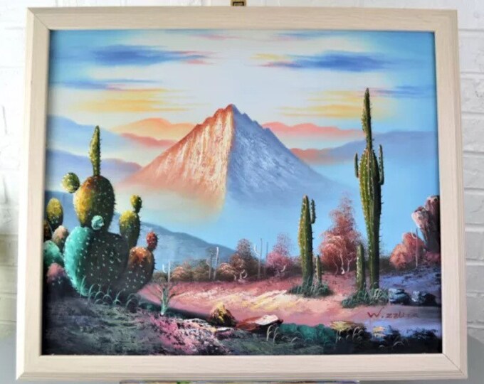 W. Zeller Original Framed Oil on Canvas Painting Desert Landscape Fine ...