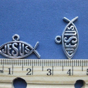 10 Jesus Fish Charms - Jesus Fish Pendants - Jesus - Religious Charms ...