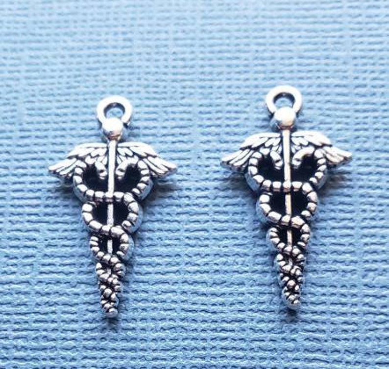 10 Caduceus Charms Caduceus Pendants Medical Charms | Etsy