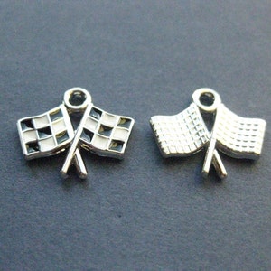 4 Checkered Flag Charms - Checkered Flag Pendant - Checkered Flag Charm ...