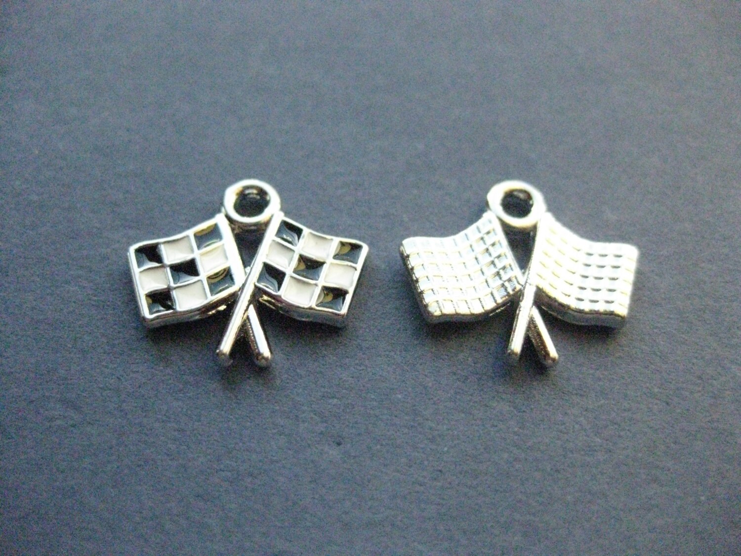 4 Checkered Flag Charms Checkered Flag Pendant Checkered | Etsy
