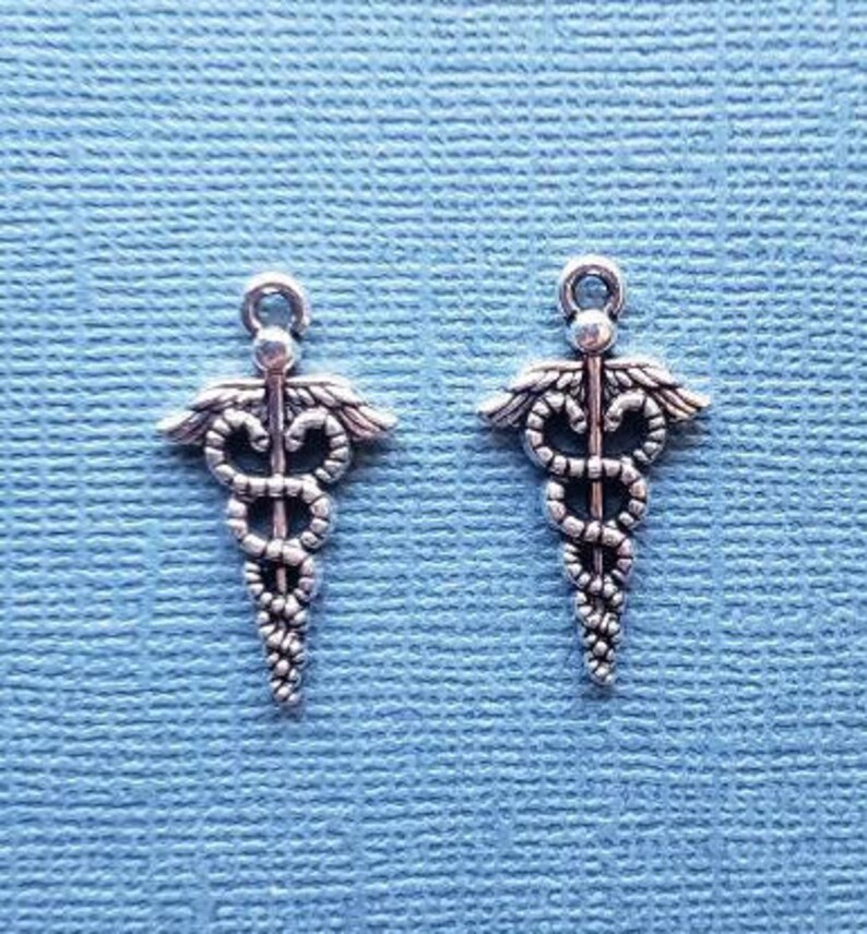 10 Caduceus Charms Caduceus Pendants Medical Charms | Etsy